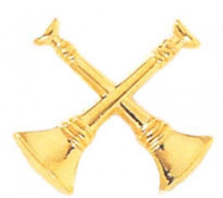 A2908 2 CROSSED BUGLE COLLAR BRASS - MINIMUM 2