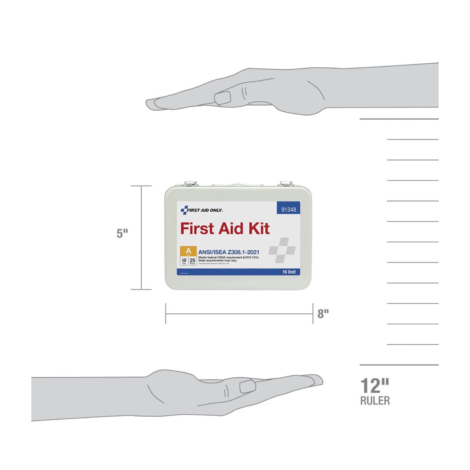 First Aid Only 25Person ANSI A 16 Unit Metal First Aid Kit