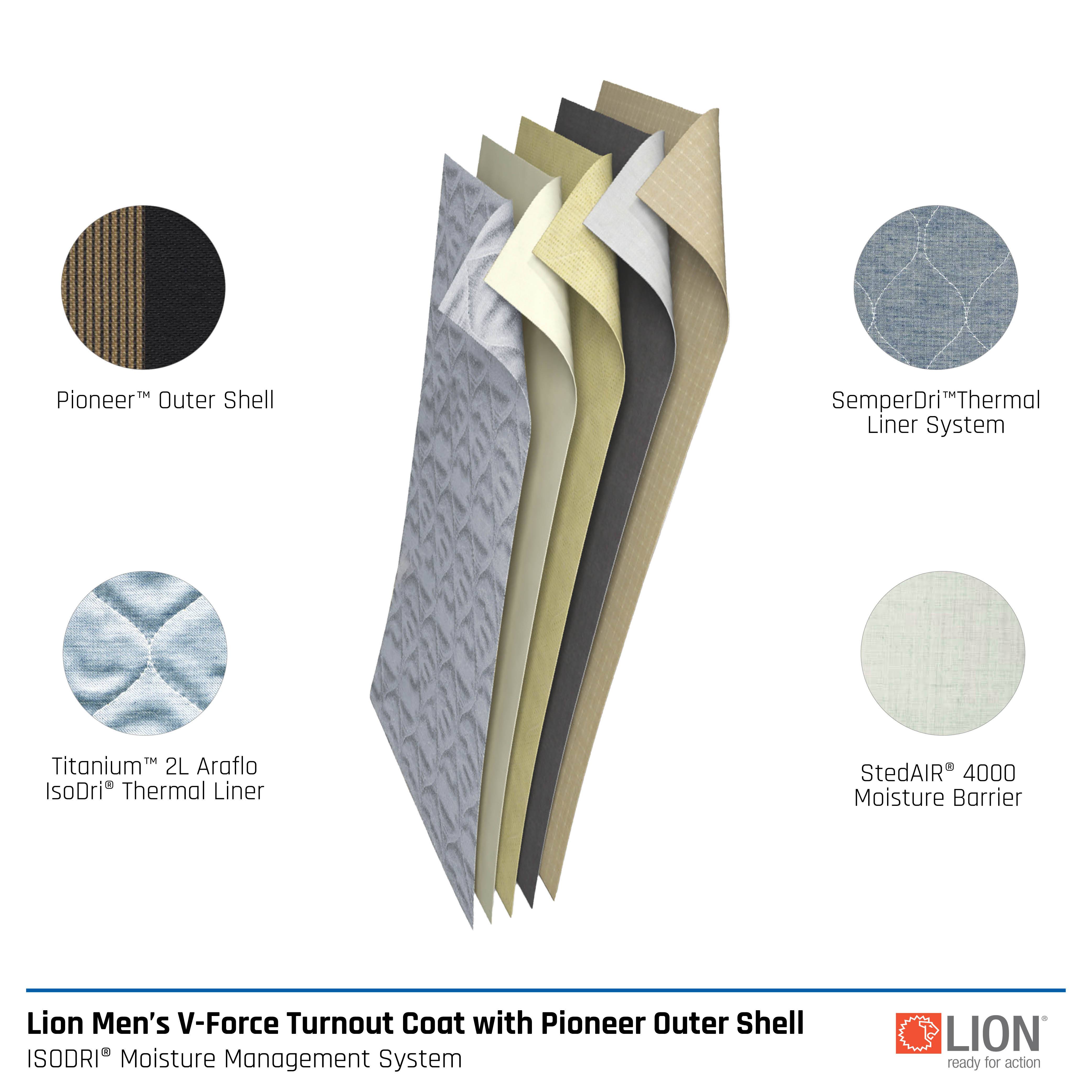 Lion Men's V-Force Turnout Coat with Pioneer Outer Shell