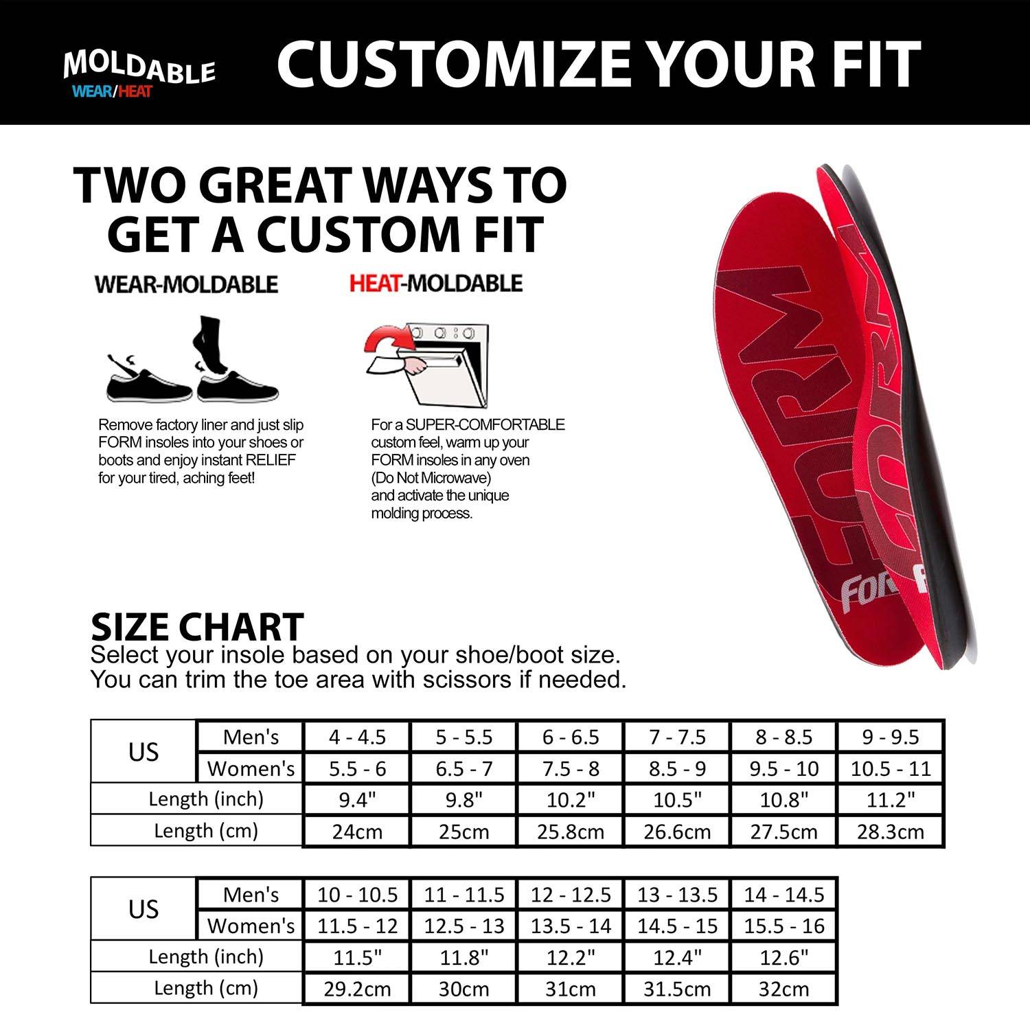 FORM Narrow Maximum Support Premium Moldable Insoles