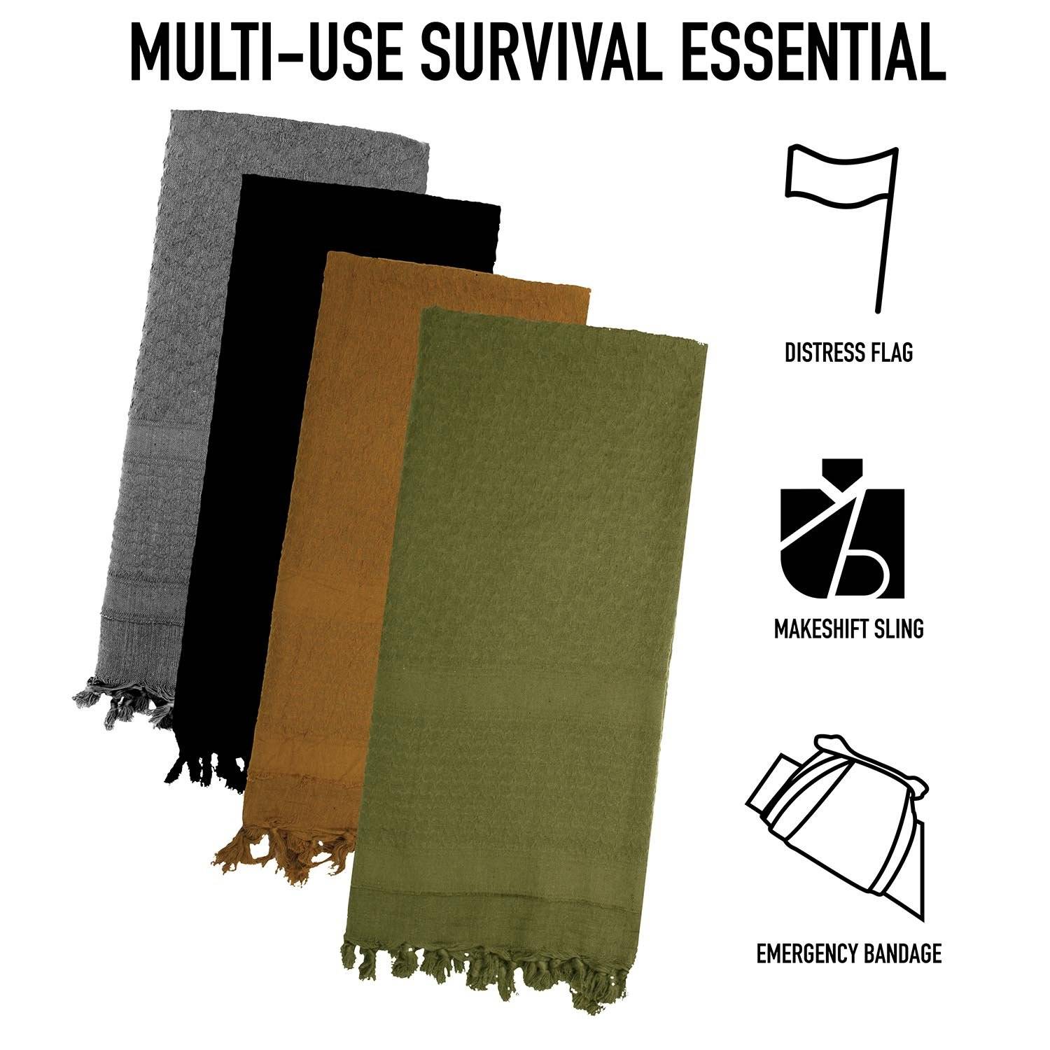 Rothco Solid Color Shemagh Tactical Desert Keffiyeh Scarf