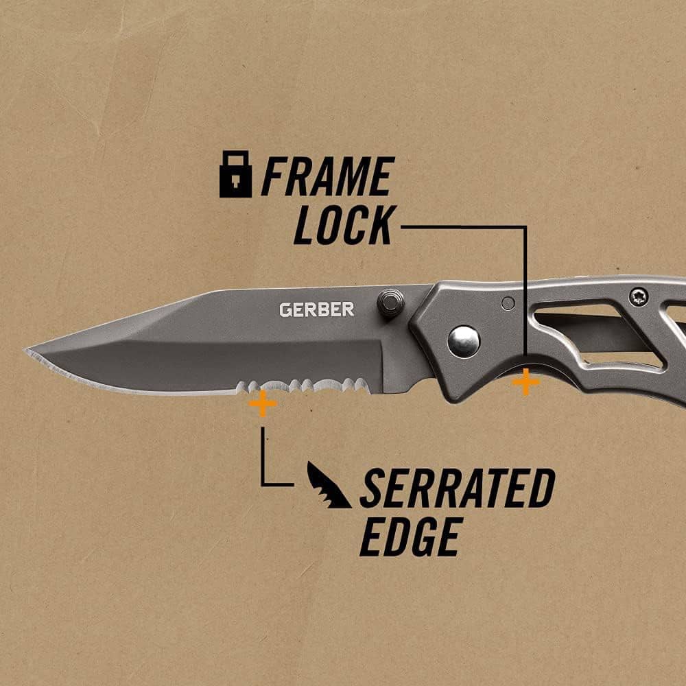 Gerber Paraframe I Titanium Nitride Serrated Folding Knife