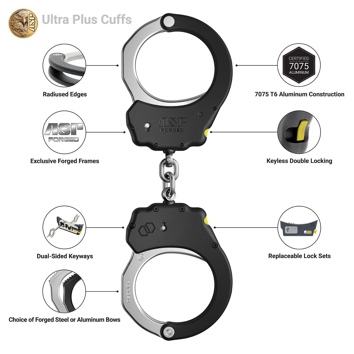 ASP Ultra Plus Chain Handcuffs (Steel Bow)