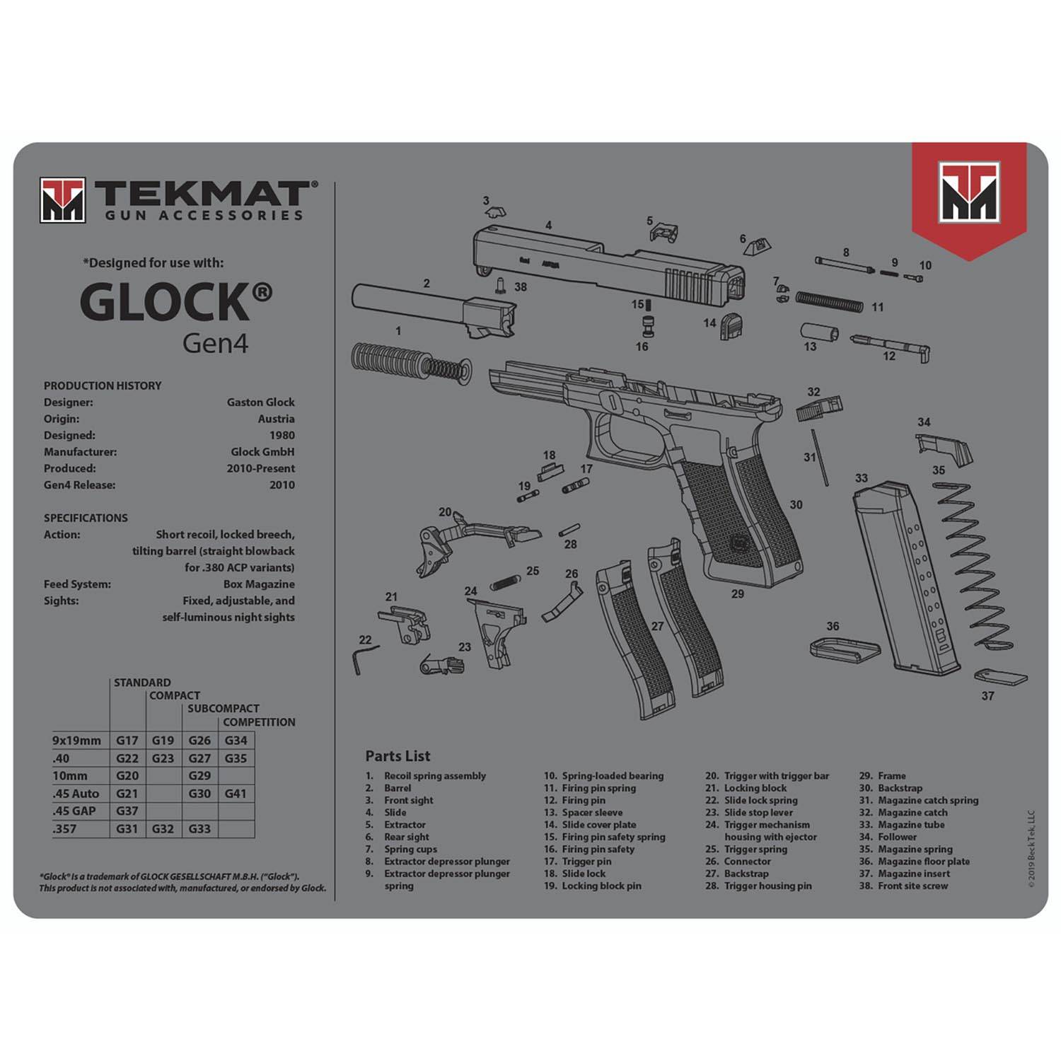 Tekmat Ultra Glock G4 Gun Cleaning Mat 20" | Galls