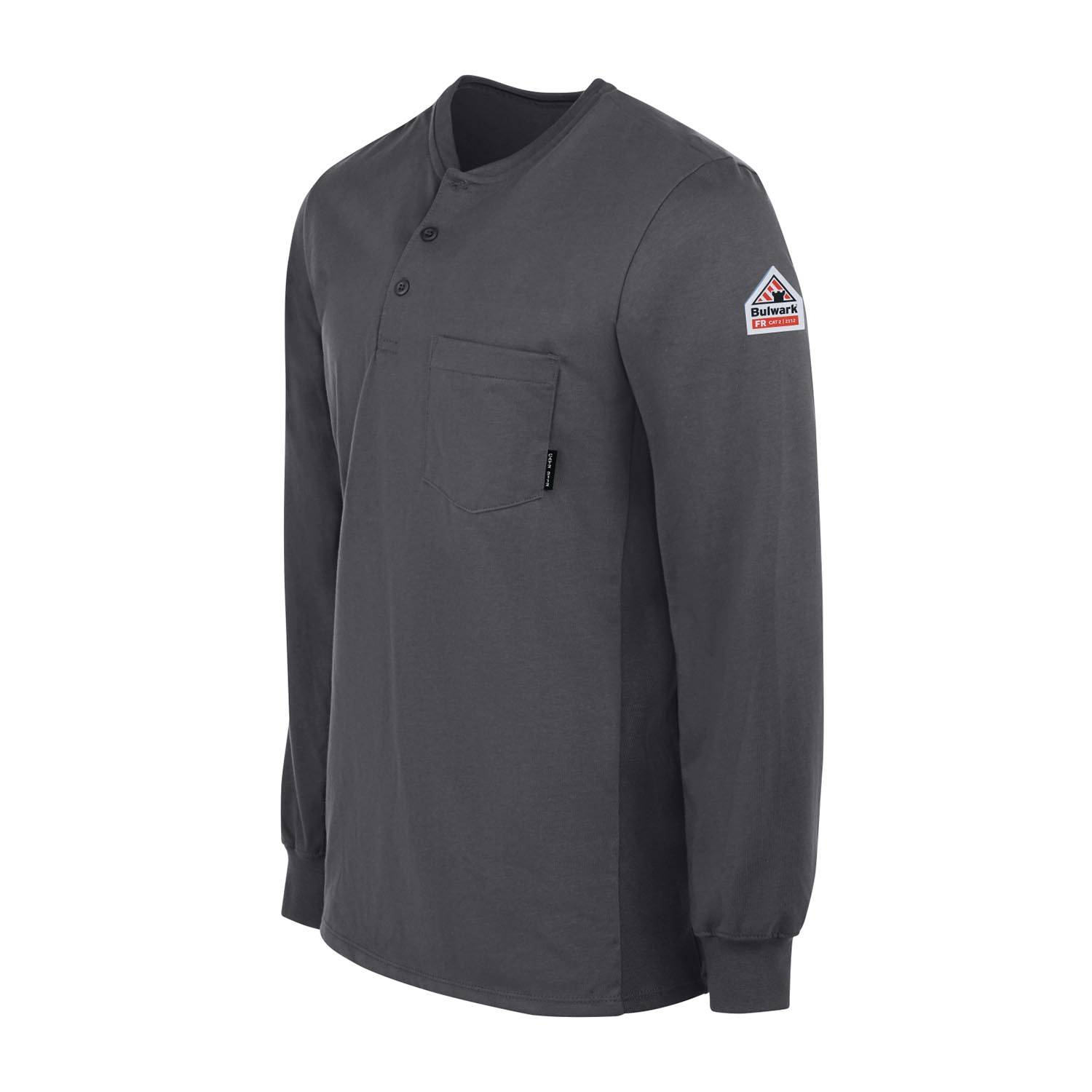 Bulwark Men's Lightweight Flame Resistant Henley Long Sleeve