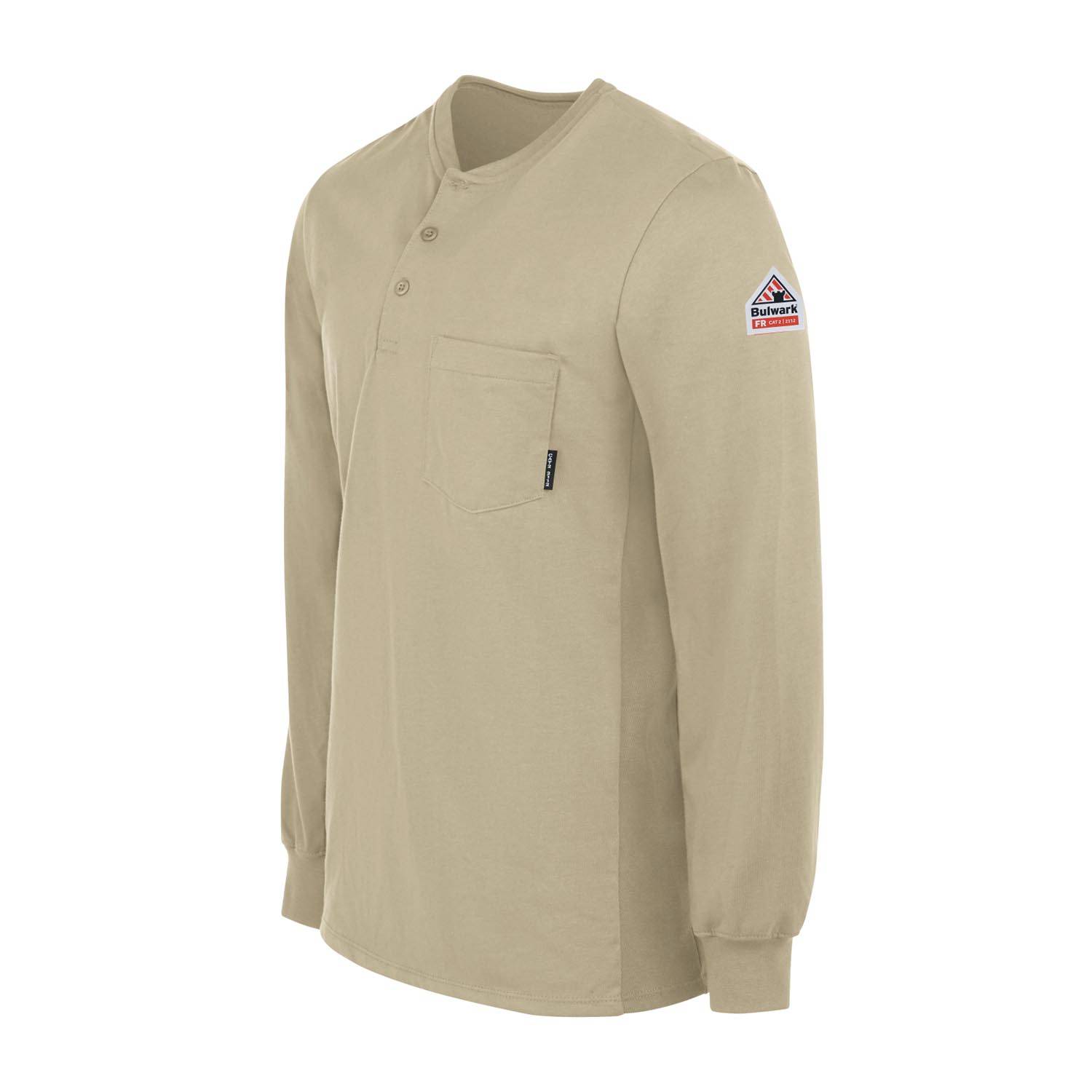 Bulwark Men's Lightweight Flame Resistant Henley Long Sleeve
