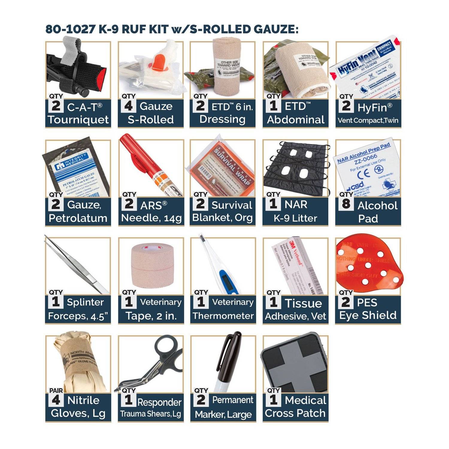 North American Rescue K9 RUF Kit with Combat Gauze