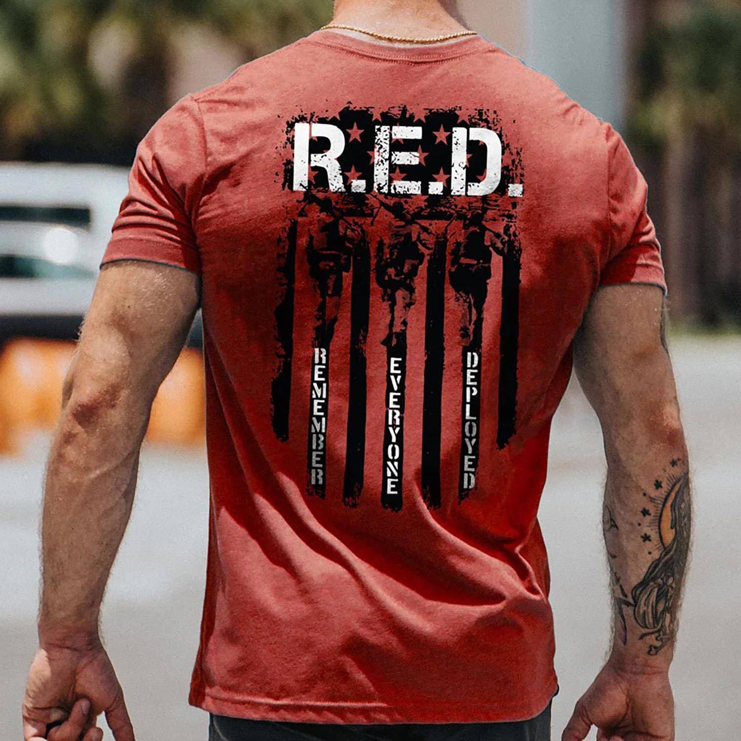 Nine Line Men's RED Remember Everyone Deployed T-Shirt