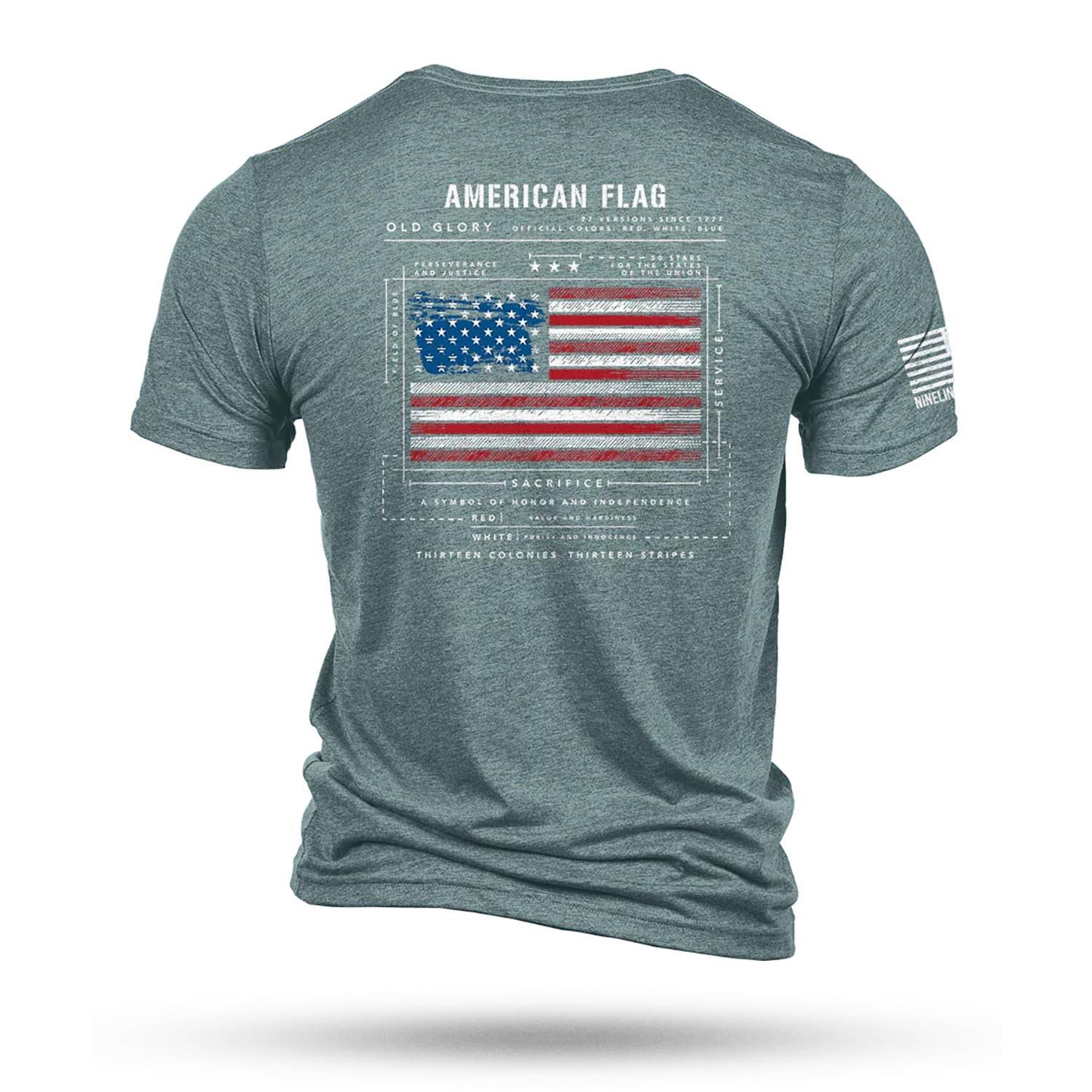 Nine Line American Flag Schematic T-Shirt | Galls