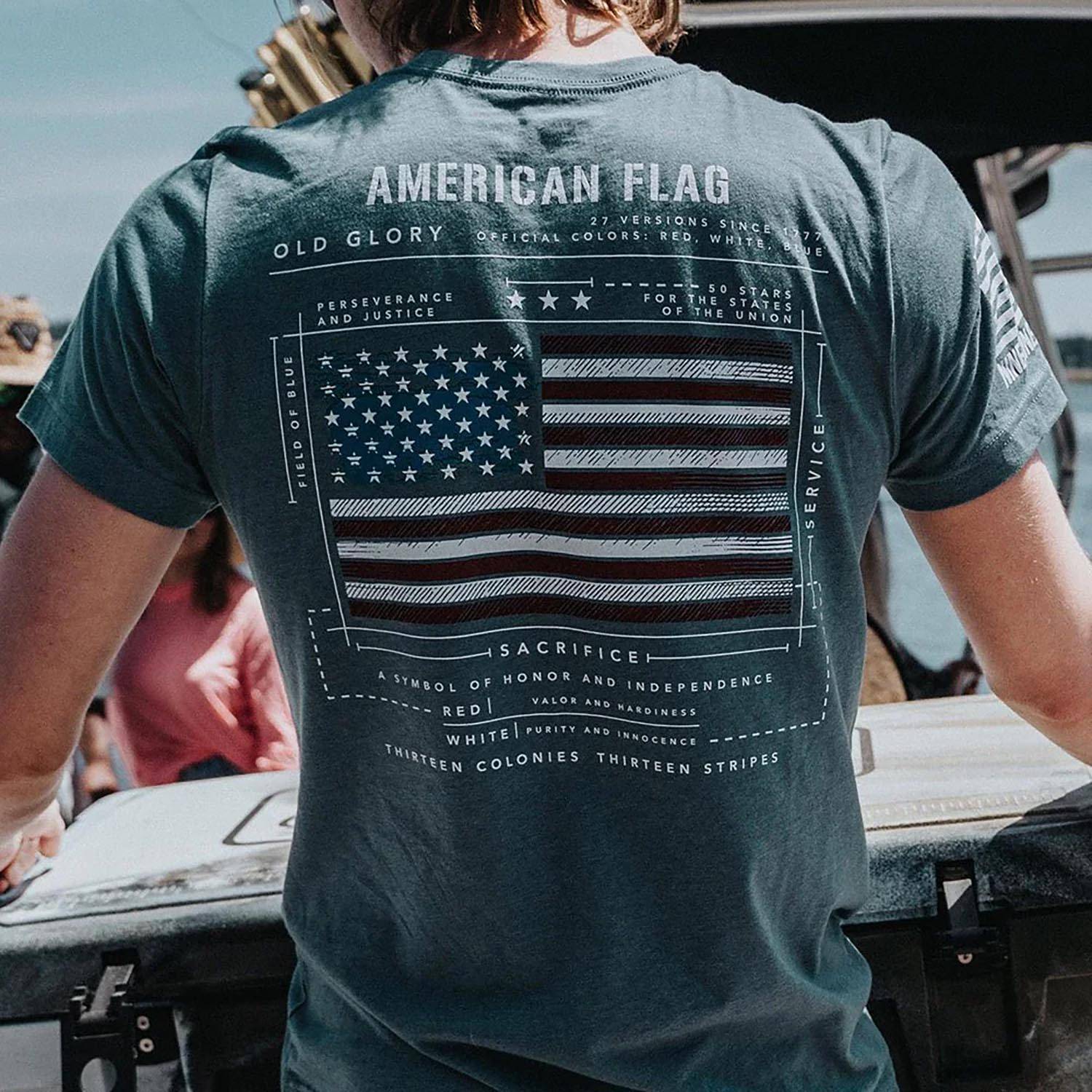 Nine Line American Flag Schematic T-Shirt | Galls