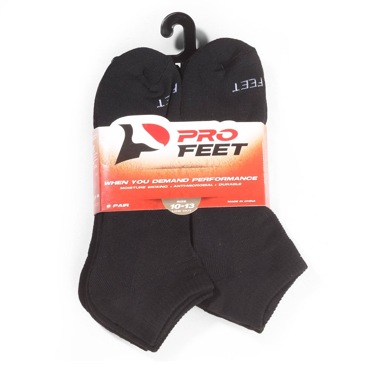 Pro Feet Performance Physical Training Low-Cut Socks 6 Pack